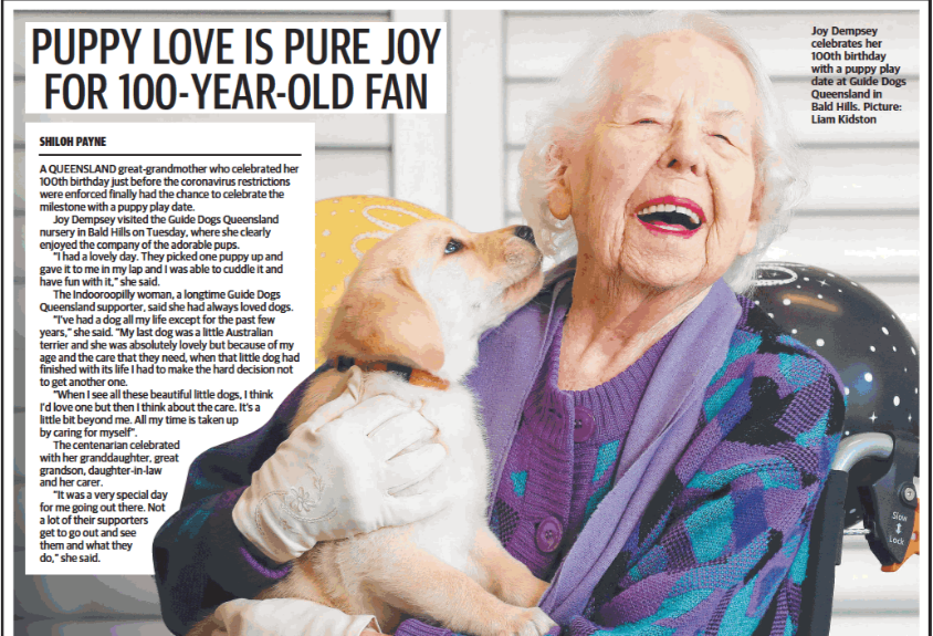 Guide Dogs supporter Joy’s secret to longevity: chocolate, bubbles and ...